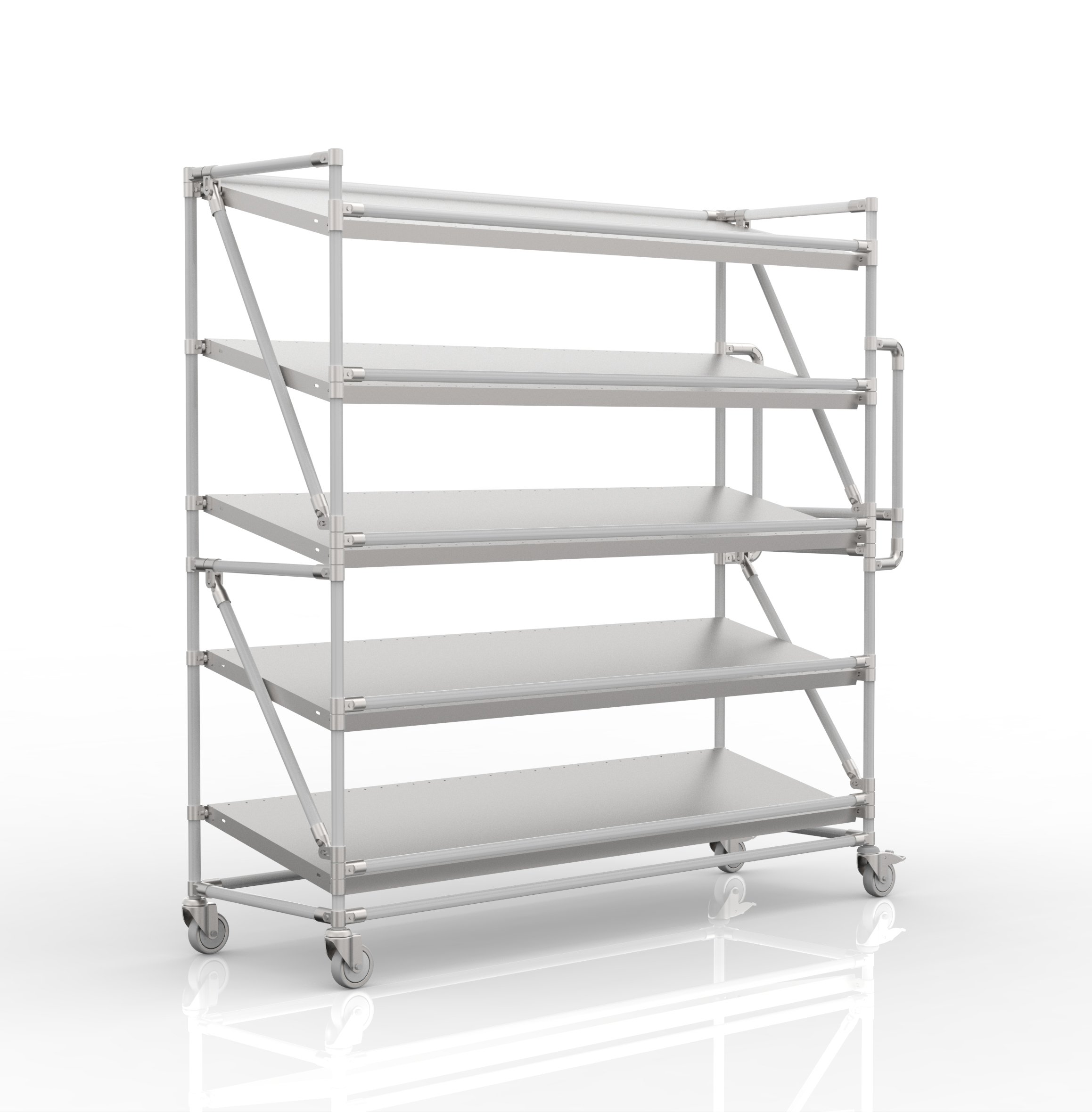Shelving trolley for crates with slanted shelves 1700 mm wide, SP17050 ...